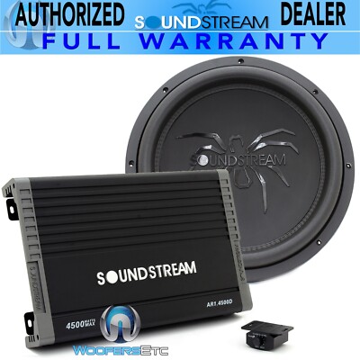 pkg SOUNDSTREAM T5.152 15" SUBWOOFER + AR1.4500D MONOBLOCK 4500W BASS ...