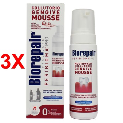 3 X Biorepair Peribioma Collutorio Gengive Mousse 200 Ml | eBay