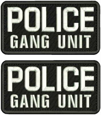 police gang unit embroidery patch 3x6 hook on back white letters | eBay