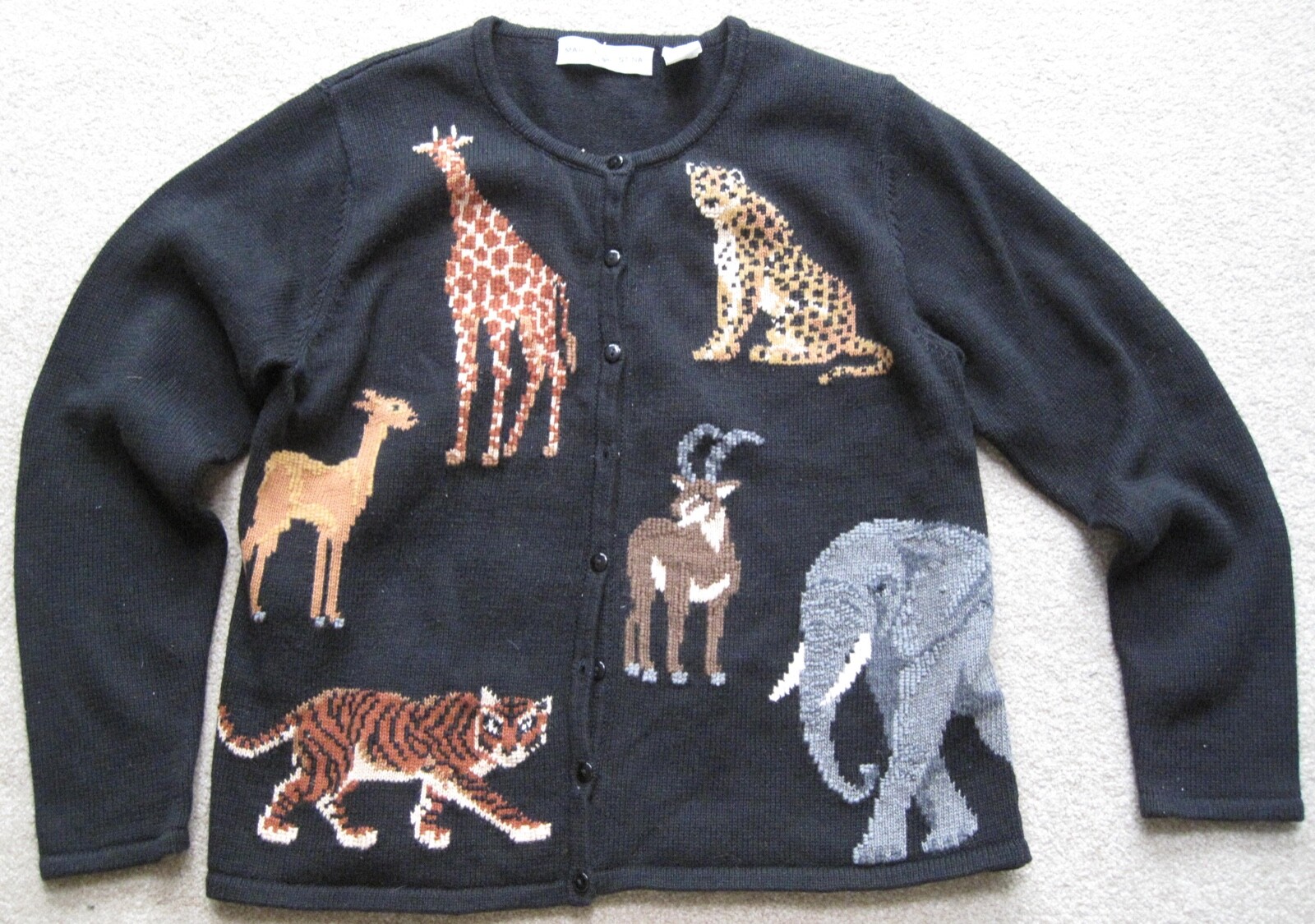 Marisa Christina Black Sweater African Animals Safari… - Gem
