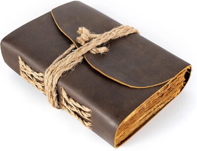 Handmade Vintage Leather Journal Notebook Sketchbook w/Rope Closure 240 ...