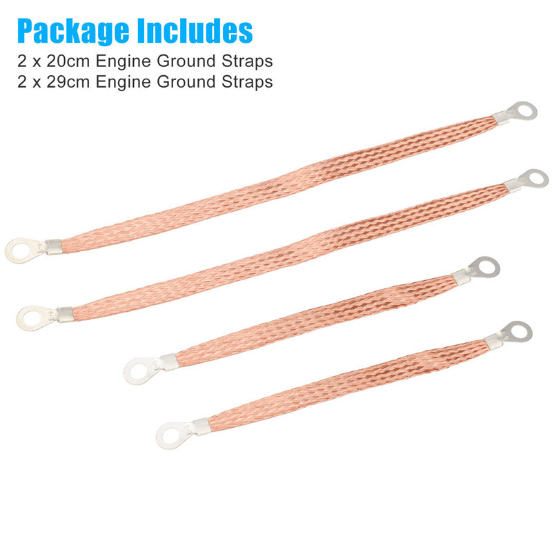 4x Engine Ground Strap Copper Cable Kit For Car Truck Firewall Engine ...