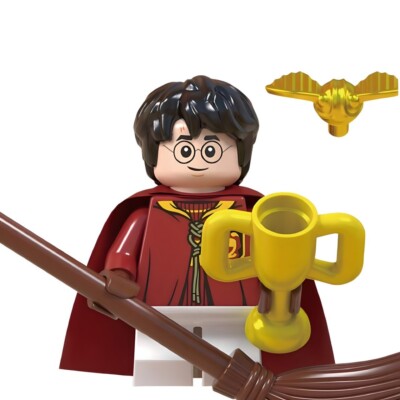 Harry Potter Minifigure Quidditch Uniform w/ Broom, Trophy & Snitch | eBay
