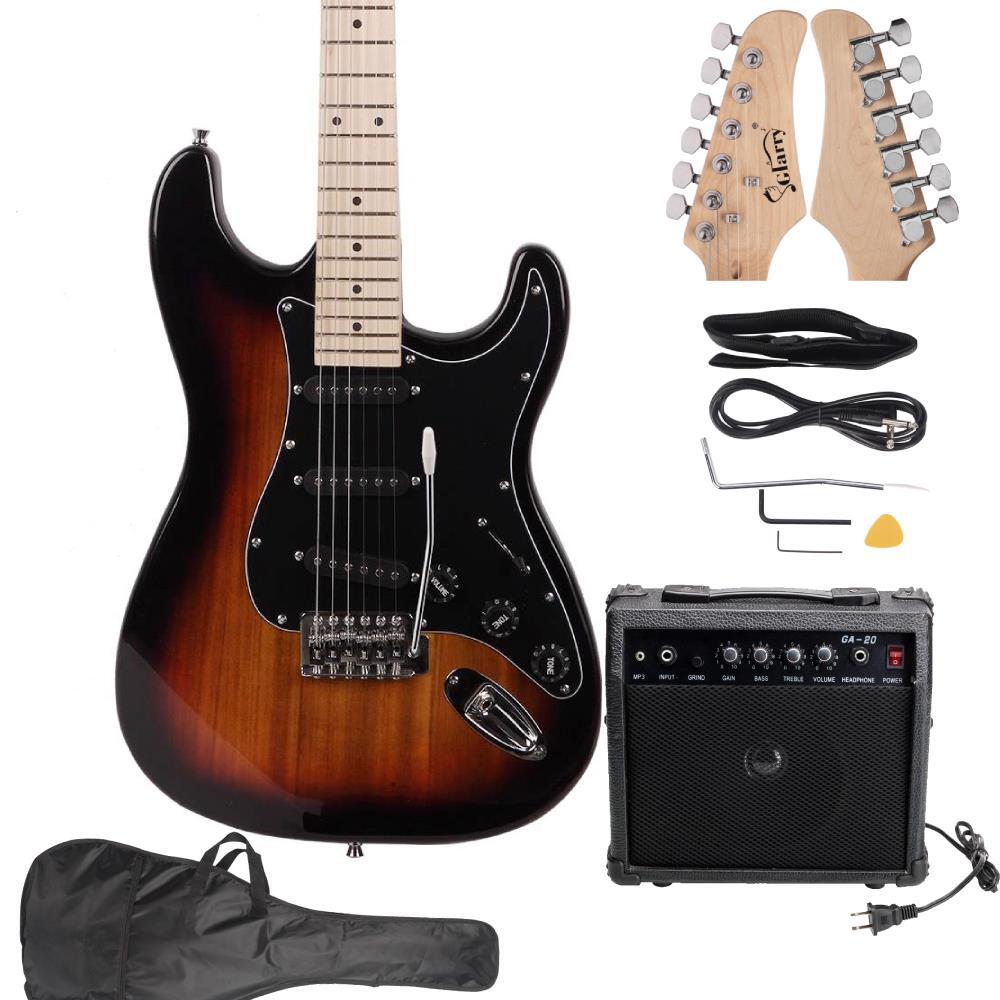 Glarry Full Size GST Electric Guitar 3-Pickup with 20W Amp Bag Strap ...