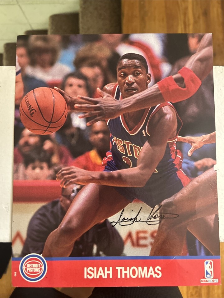 Isaiah Thomas Autographed 1990 Detroit Pistons Photo | eBay UK