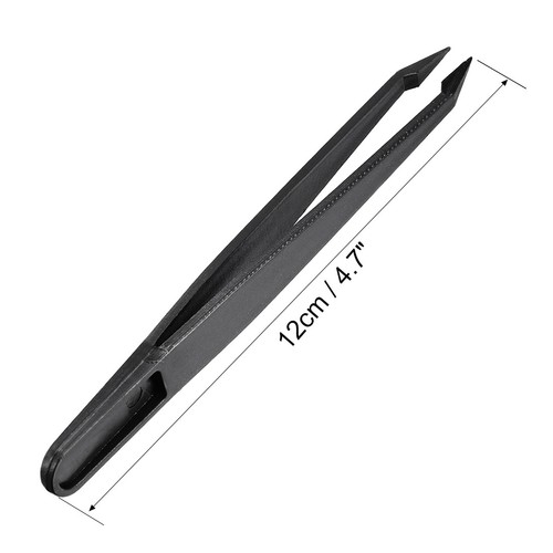 Black Plastic Pointed Tip Anti-static Tweezers 4.7 Inch Length 20pcs ...