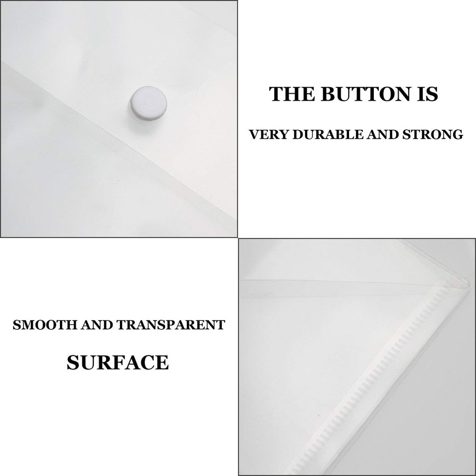 Acrux7 48 PCS Plastic Envelopes, Clear Poly Envelope with Snap Closure ...