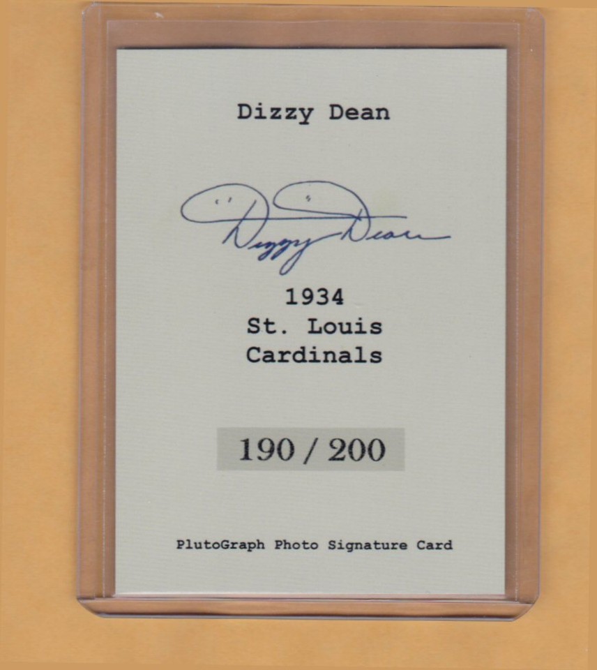 Dizzy Dean St Louis Cardinals signature photo card Plutograph serial ...