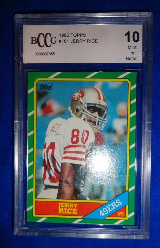 1986 Topps Football Jerry Rice Rookie Card #161 BCCG 10 Mint & Centered ...