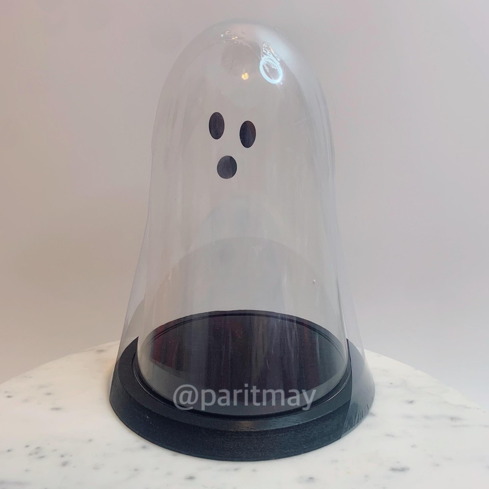 Target Bullseye Halloween 2023 Ghost Cloche Clear Glass w/ Wood Base 8. ...