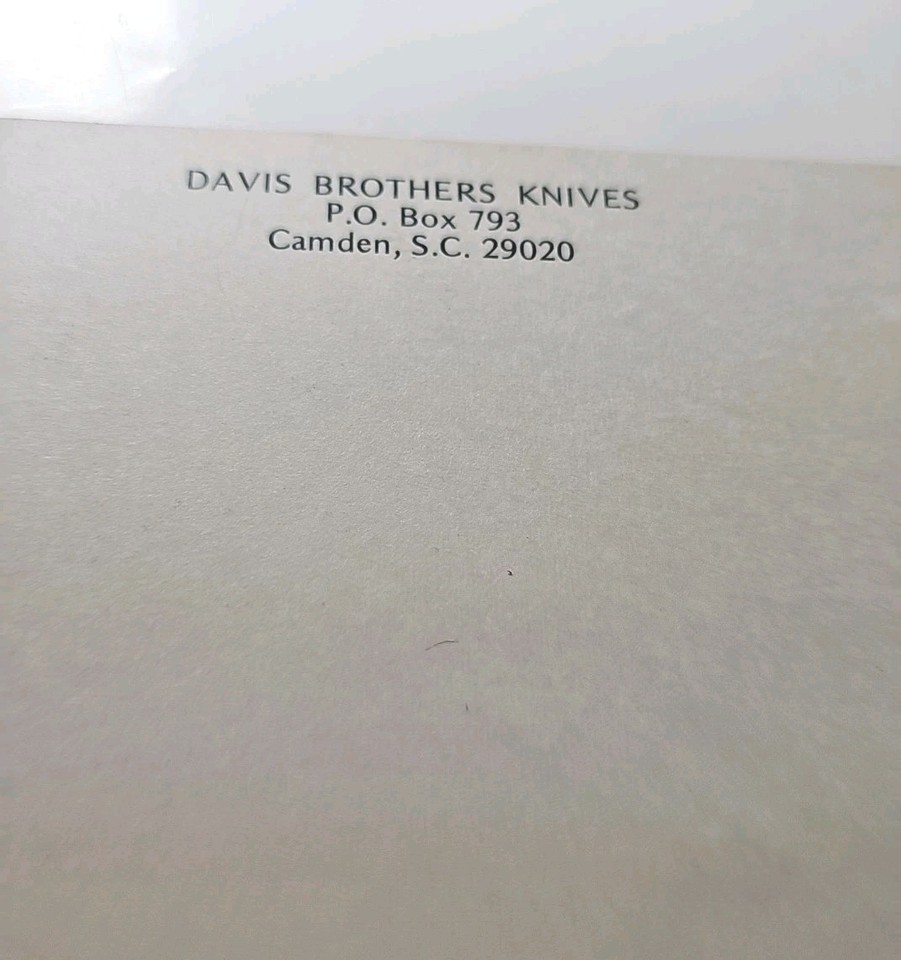 Vintage 1970's Davis Brothers Knives Camden South Carolina Giant ...