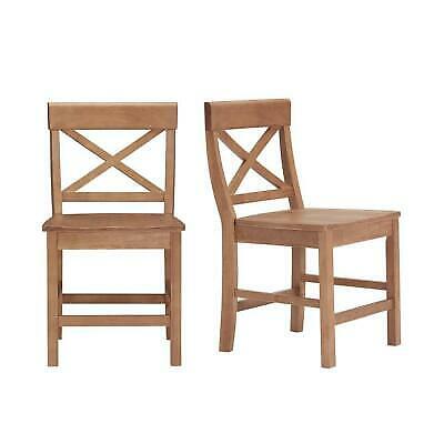 StyleWell Cedarville Patina Oak Finish Dining Chair With Cross Back ...