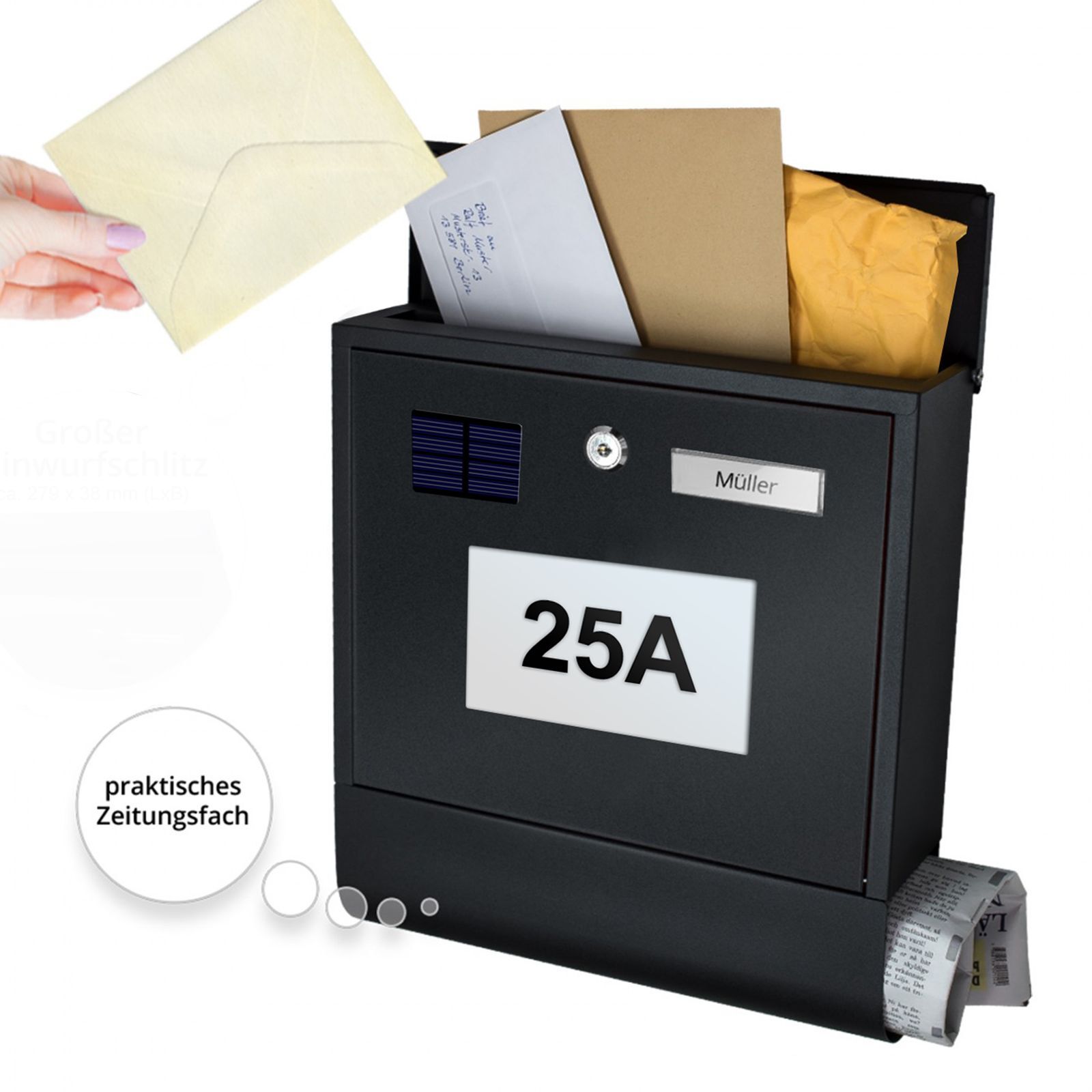 Briefkasten Mit Solar Hausnummer