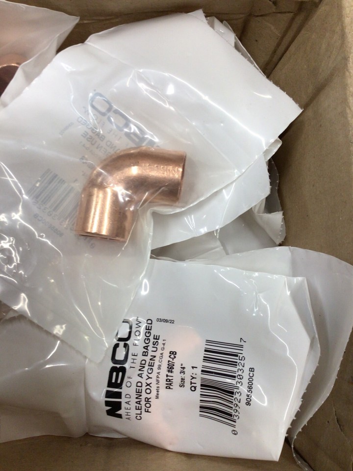 Nibco 607-CB 90° Elbow Close Rough C x C Copper 3/4" - Lot of 20 | eBay