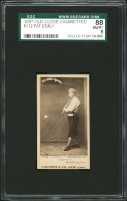 1887 N172 "Old Judge" Pat Dealy (Catcher - Washington) SGC 8 Extremely ...