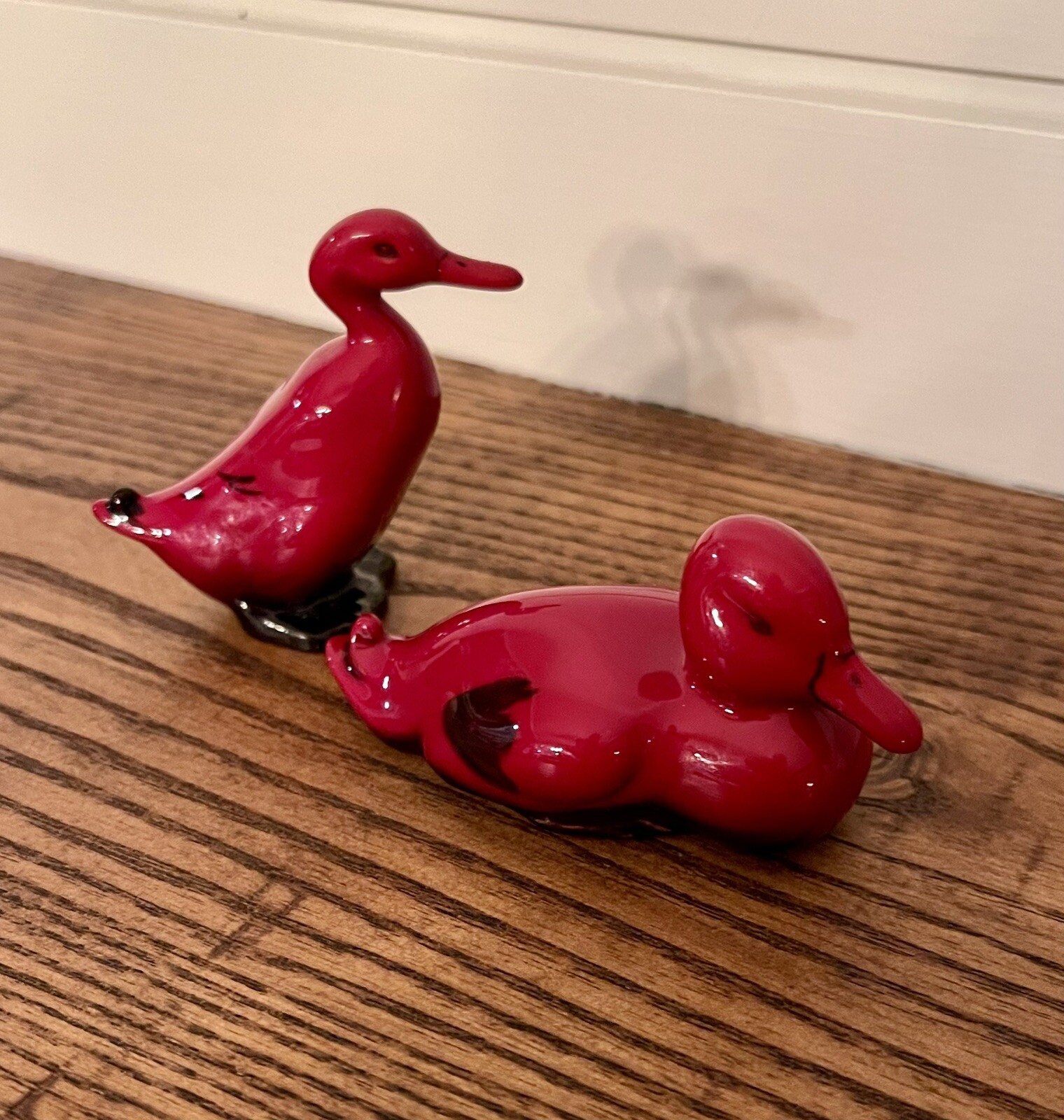 RARE Art Deco Royal Doulton FLAMBE Set of Two Red Duck Figurines-Circa ...