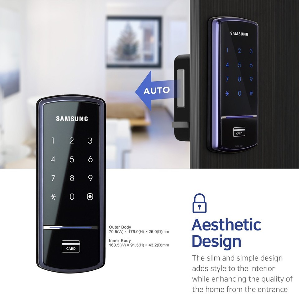 [Express] SAMSUNG SHS-1321 Digital Door Rim Lock + 6 KeyTags + English ...