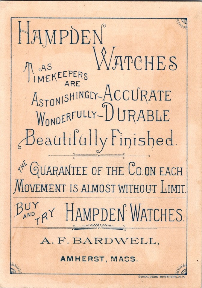 AO-450 MA Amherst Bardwell Hampden Watches Grandma Victorian Trade Card ...