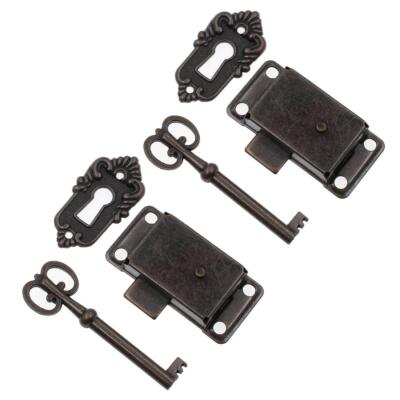 Kyuionty 2 Sets Skeleton Key Lock Decorative Antique Brass Cabinet Lock ...