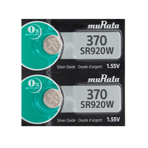 Murata 370 (SR920W) 1.55V Silver Oxide Watch Battery 2 Pack - Replaces ...