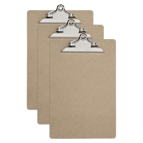 3x Marbig Pro Masonite A4 Clipboard w/ Solid Metal Clip Writing File ...