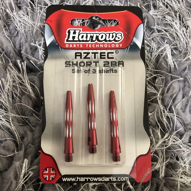 Harrows Aztec Short 2ba Set of 3 Darts Shafts / Stems Red & Silver ...