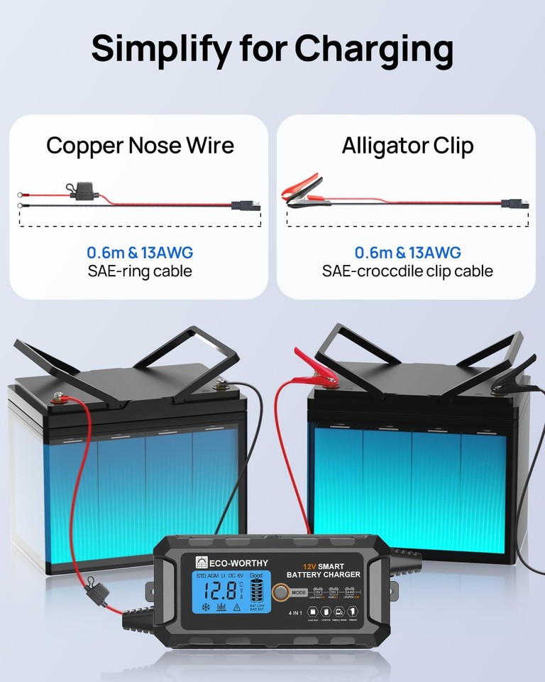 12V 10A Smart Battery Charger LiFePO4 Lead Acid LCD UK Plug | eBay UK