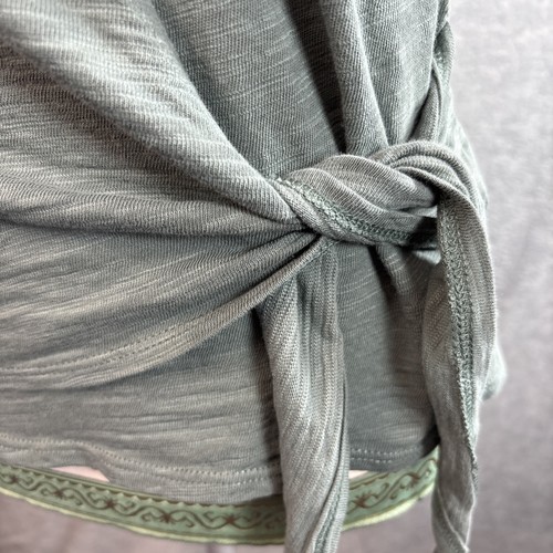 Lilla P Wrap Top Tie Tank S Sage Green Cap Sleeve 100% Cotton ...