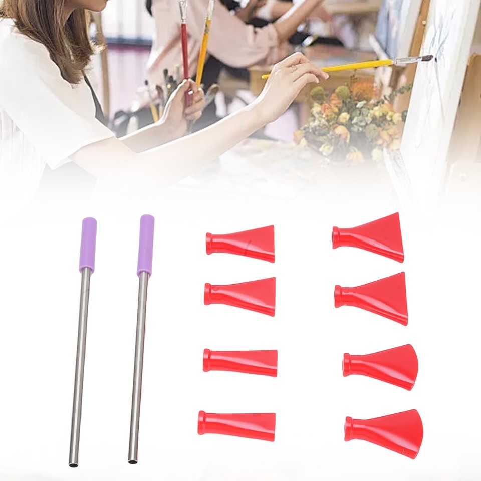 2Pcs Stainless Steel Straw 8Pcs Blow Nozzles Set Multifunctional ...