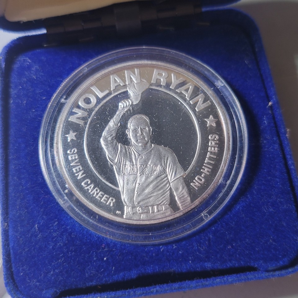 1993 NOLAN RYAN 7th NO-HITTER 2-COIN Set ~ 1 SILVER PROOF w/Blue Box ...