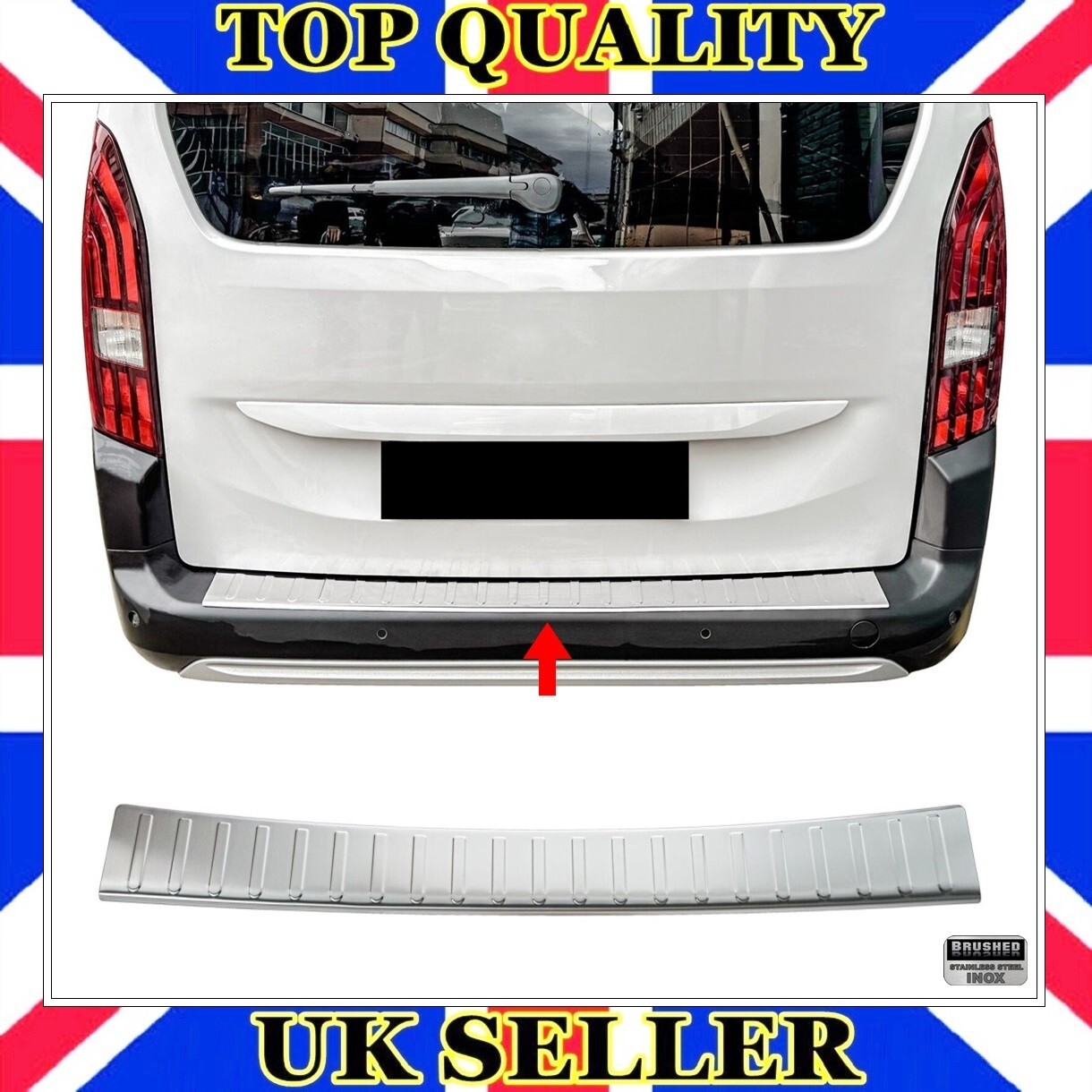Chrome Rear Bumper Protector BRUSHED For CITROEN BERLINGO III 2018 ...