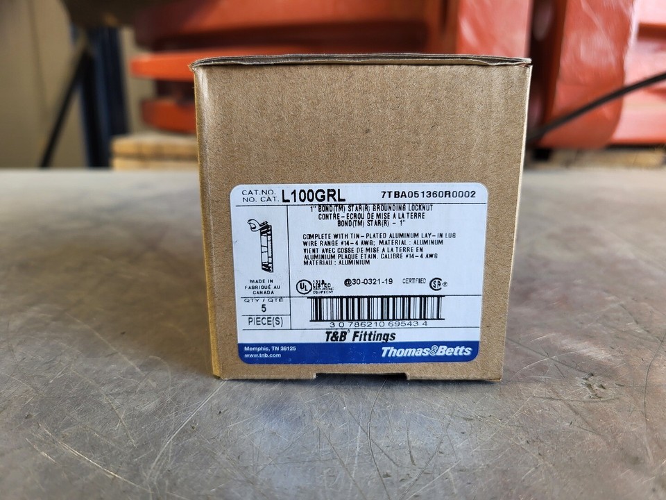 THOMAS & BETTS 1" Ground Locknut Box Of 5 L100GRL | eBay