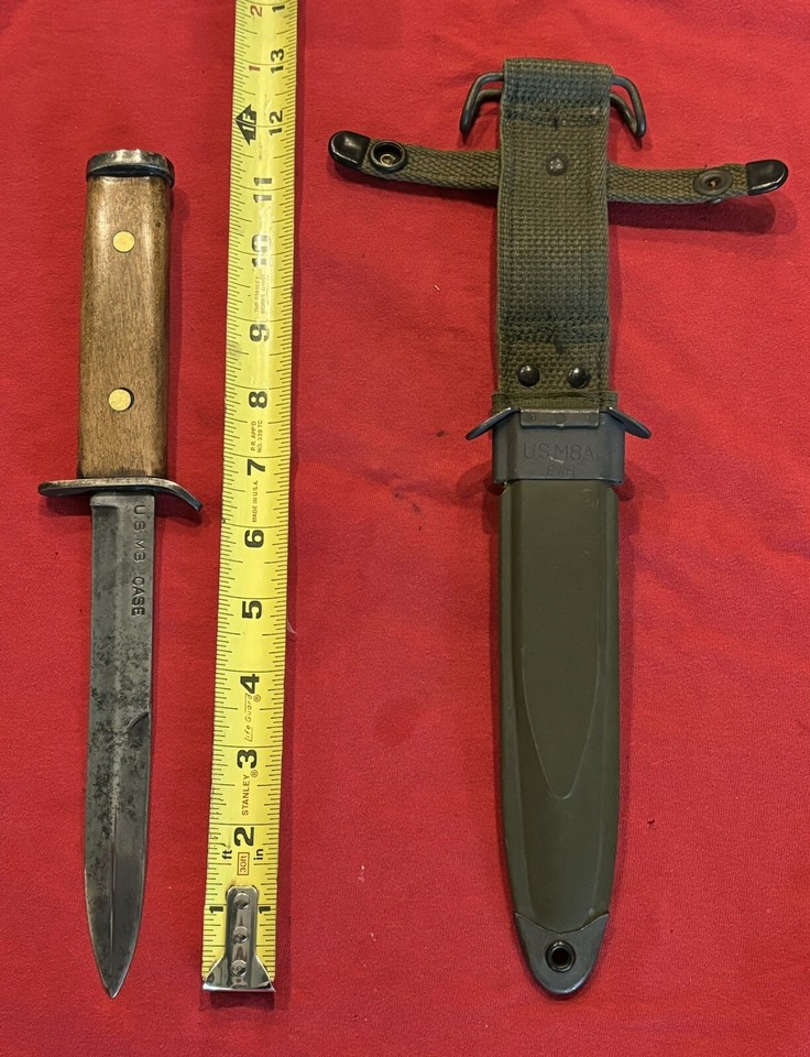WW2 US CASE M3 KNIFE - EXOTIC WOOD NEW HANDLE - BLADE MARKED -SHEATH ...