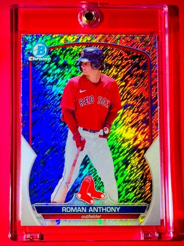 Roman Anthony RARE SHIMMER REFRACTOR ROOKIE CARD BOWMAN CHROME RED SOX ...