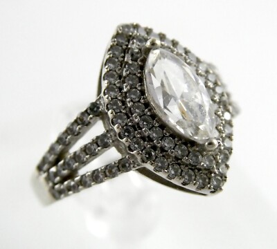 Stauer Sterling Silver White Crystal Array Ring 925 Size 9.75 Weighs 4 ...