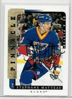 STEPHANE MATTEAU 1997 PINNACLE BE A PLAYER CERTIFIED AUTOGRAPH ~ BLUES ...
