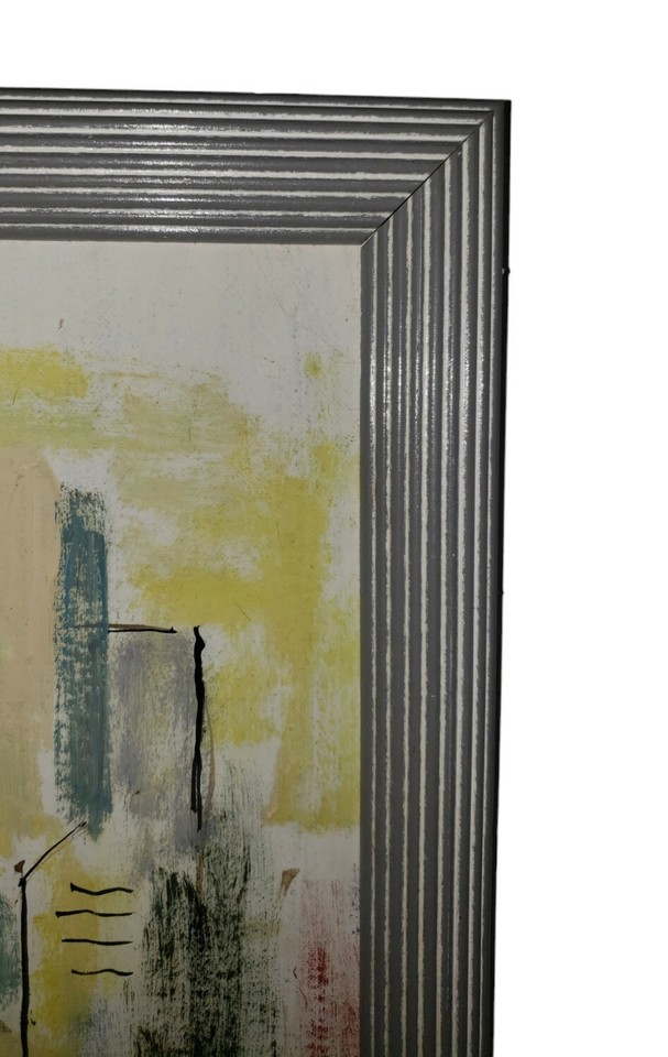 Vintage Oil Painting City Skyline Abstract Signed Jean B. Egan Framed ...