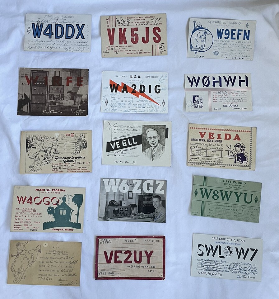 Vintage Ham Radio Cards QSL Lot 95+ Cards USA and Worldwide Stamps | eBay