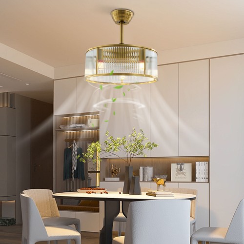 18 Inch Pendant Ceiling Fan Light Gold Ceiling Fan Lamp With Remote ...