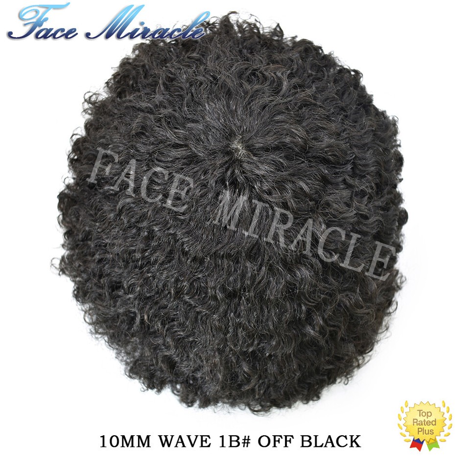 FULL PU Afro Curl Toupee for Black Men African American Mens Toupee ...