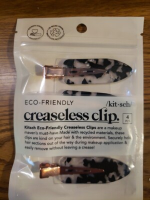 KITSCH Eco-Friendly Creaseless Clips 4pc Set - Black Terrazzo | eBay