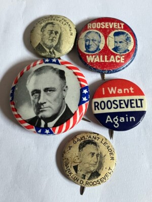 Vintage Lot of 5 Franklin D. Roosevelt Presidential Campaign Pins ...