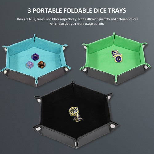 3Pcs Dice Tray Foldable Dice Rolling Holder Portable Hexagon Tray 27x24 ...