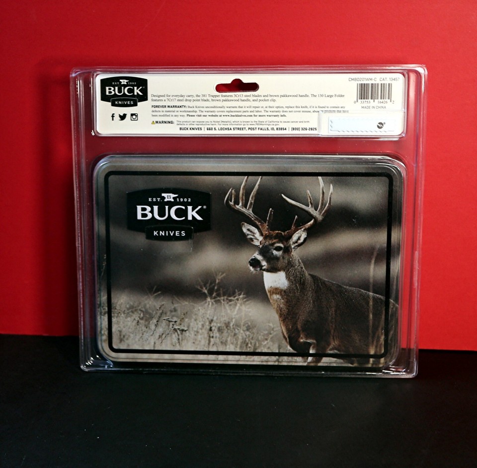 Buck Knives 381 Trapper & 130 Large Folder Combo, Pakkawood, Elk ...