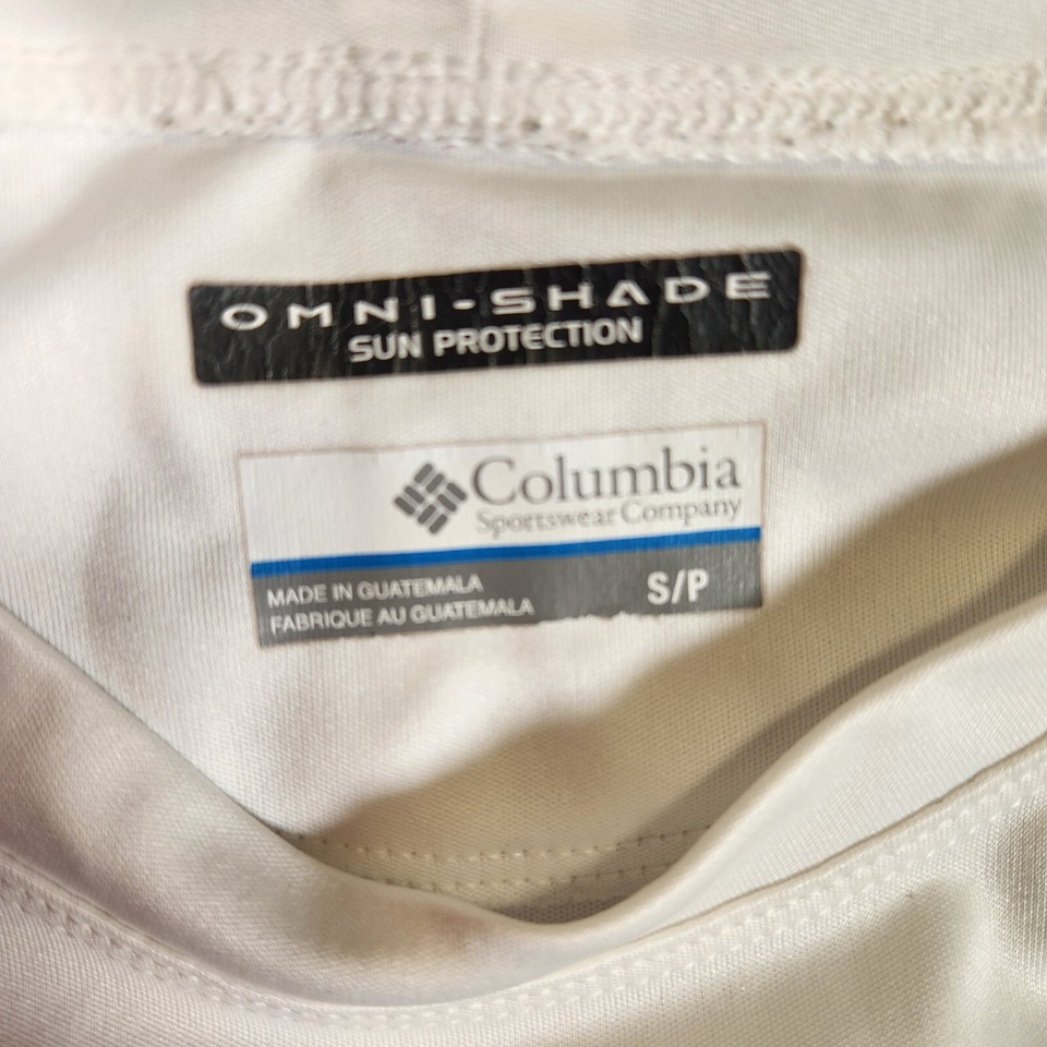 Columbia PFG Shirt Mens Small White Rash Guard Omni Shade Sun ...