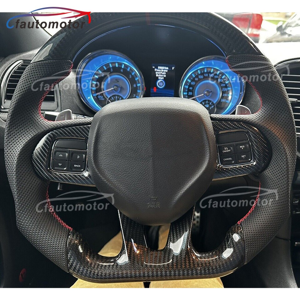Fit Dodge Charger Hellcat Jeep Grand Cherokee SRT Carbon Fiber Steering ...