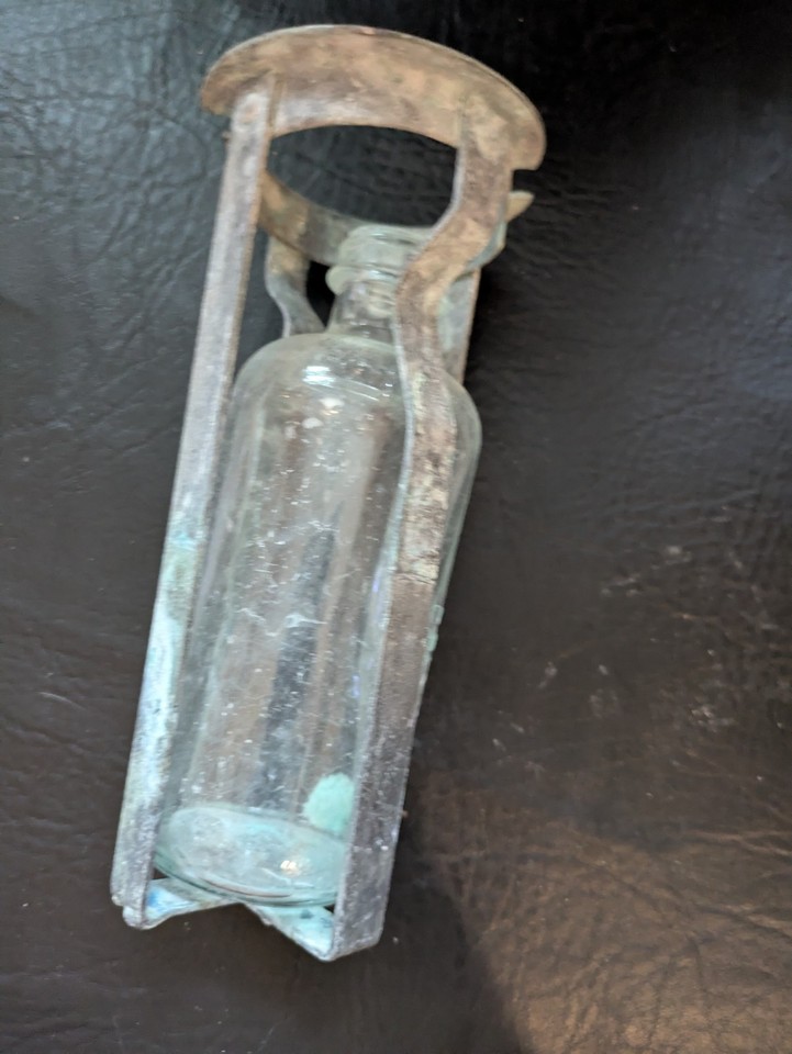 Antique Soda Acid Fire Extinguisher Clear Glass Acid Bottle & Lead ...