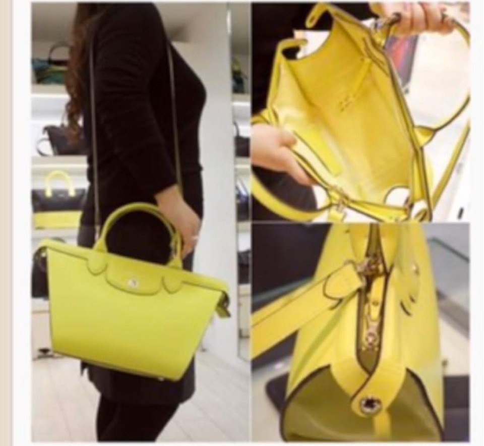 LONGCHAMP Heritage Le Pliage Yellow women hand bag purse handle From ...