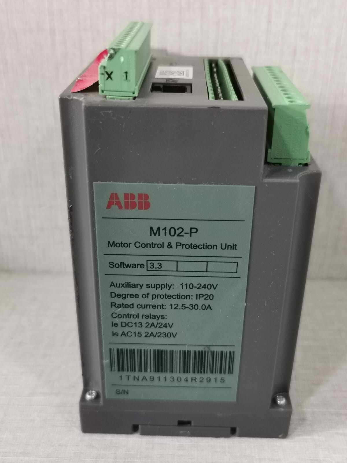 ABB M102-P MOTOR CONTROL & PROTECTION UNIT 1TNA911304R2915 SOFTWARE 3.3 ...