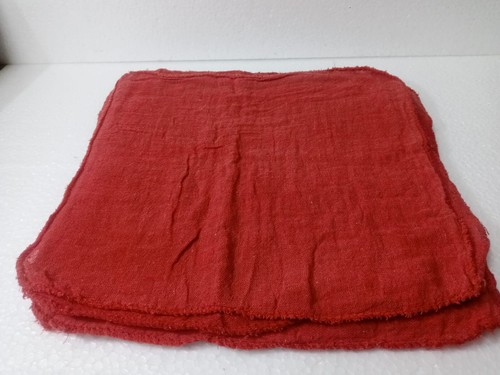 100 INDUSTRIAL SHOP RAGS/CLEANING TOWELS RED 14X14 WITH 25 FREE COTTON ...